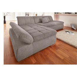 Ecksofa DOMO collection, B:300cm H:80cm T:172cm, grau, Chenille (85% Polyester, 15% Acryl);Luxus-Microfaser (100% Polyester);Struktur ( 100%