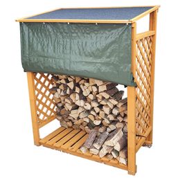 Kaminholzregal Promadino, B:119,5cm H:148cm T:68cm, braun, Holzwerkstoff, Wohnzimmer, Kaminholzlager, "Speyer", mit Wetterschutz