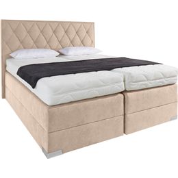 Boxspringbett, B:190cm L:212cm, beige, Westfalia Schlafkomfort, Bezug der Obermatratze: 100% Polyester, Bezug abnehm- und waschbar bis 60C;Unterbox