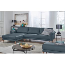 Ecksofa, B:262cm H:85cm T:178cm, blau, CREATION BY ROLF BENZ, NaturLEDER OSKAR (echtes Rindsleder), Wohnzimmer, Sofas, "CR.450, Designecksofa,