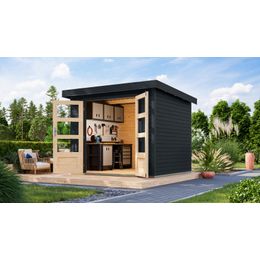 Gartenhaus Karibu, grau, Massivholz, Stahl, Gartenh&auml;user, "Jupiter 3 C", in verschiedenen Farben