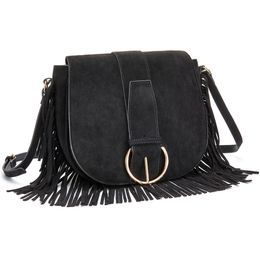 Lascana Damen Umhängetasche "Handtasche", schwarz, Microfaser, Taschen, Crossbody Bag, Schultertasche, Westerntasche, Cowboy-Look VEGAN