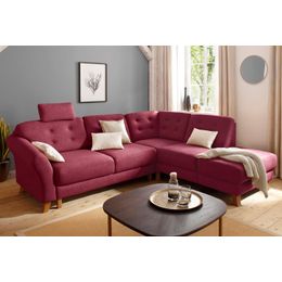 Ecksofa Home Affaire, B:260cm H:89cm T:90cm, rot, Struktur weich ( 97% Polyester, 3% Baumwolle);Luxus-Microfaser ALTARA NUBUCK (100%