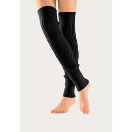 Lavana Damen Beinstulpen, schwarz, Rippware, Obermaterial: 100% Polyester, unifarben, Basic, Stulpen, in modischer Rippstruktur
