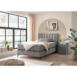 Boxbett, B:143cm L:210cm, grau, ED EXCITING DESIGN, 100% Polyester, Komplettbetten, "Monroe inkl. Bettkasten, erhältlich in den Breiten 120cm &