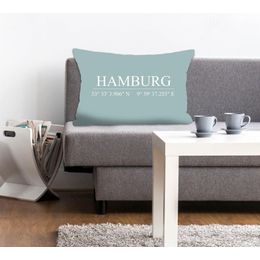 Dekokissen queence, B:40cm L:60cm, blau, Polyester, Dekokissen_Sitzkissen_Kissenhüllen, "Hamburg", Kissenhülle,Hamburg