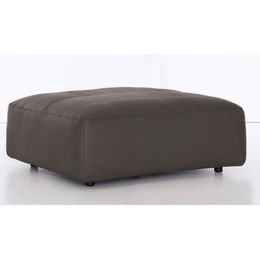 Hocker Musterring, B:120cm H:43cm T:120cm, braun, Flachgewebe VALMONT (60% Baumwolle/40% Leinen);Leder PURO, pigmentiertes Leder;Microfaser CRONA