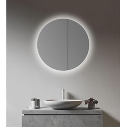 Badezimmerspiegelschrank Talos, T:8,5cm &Oslash;:60cm, silber, Aluminium, Echtglas, Schr&auml;nke, &Oslash;: 60 cm, LED-Beleuchtung, aus Aluminium und Echtglas, IP24