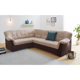 Ecksofa DOMO collection, B:240cm H:83cm T:190cm, braun, Microfaser PRIMABELLE (100% Polyester) / Struktur (90% Polyester; 10%