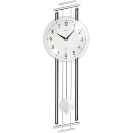AMS Funk-Pendelwanduhr "F5314", B/H/L: 23cm x 7cm x 65cm, silber, Wanduhren, Quarzuhr, Aluminium-/Holzgehäuse,Esszimmer,Wohnzimmer