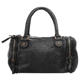 XZONE X-ZONE Damen Henkeltasche, schwarz, Leder, vintage, Taschen, echt Leder, Made in Italy