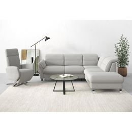 Sit & More Ecksofa SIT & MORE, B:247cm H:85cm T:222cm, silber, Wohnzimmer, Sofas, "Grenoble L-Form mit Federkern", wahlweise mit Bettfunktion, Bettkasten, Arm-