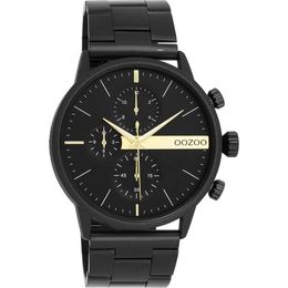 Oozoo Herren Quarzuhr, schwarz, Armbanduhren, Armbanduhr, Herrenuhr, Edelstahlarmband, Chrono-Look