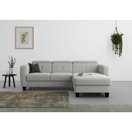 Sit & More Ecksofa SIT & MORE, B:247cm H:85cm T:170cm, silber, Wohnzimmer, Sofas, "Belluci L-Form", inklusive Federkern, wahlweise mit Bettfunktion und