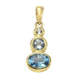 Vivance Damen Kettenanh&auml;nger "375/- Gelbgold mit Blautopas/Wei&szlig;topas", one-size, Gold, 1,2 g, gelb, Gold, Schmuckanh&auml;nger