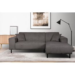 Ecksofa Home Affaire, B:235cm H:81cm T:163cm, grau, 100% Polyester, Wohnzimmer, Sofas, "ARROS L-Form mit Wellenunterfederung, Ma&szlig;e B/T/H: 235/163/81