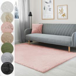 Fellteppich LUXOR living, B:120cm H:30mm L:170cm, rosa, Kunstfaser, Teppiche, "Novara", Kunstfell, Kaninchenfell-Haptik, besonders weicher Hochflor