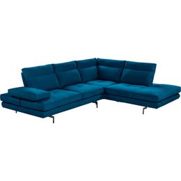 Ecksofa Calia italia, B:288cm H:90cm T:232cm, blau, Mikrofaser mit Nubuk Optik (100% Polyester), Wohnzimmer, Sofas, "Toby Wing, L-Form, Designsofa