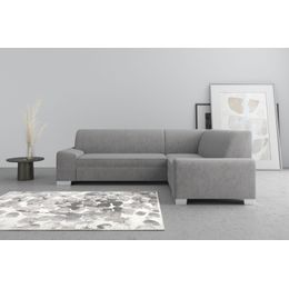 Ecksofa DOMO collection, B:259cm H:85cm T:191cm, grau, Wohnzimmer, Sofas, "Anzio in kubischer Formensprache, flache Armlehnen, L-Form", Wahlweise mit