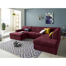 Wohnlandschaft DOMO collection, B:320cm H:78cm T:213cm, lila, Sofas, "Topper, elegant und zeitlos, komfortabel, U-Form", wahlweise mit Bettfunktion