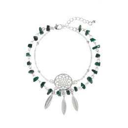Lascana Damen Fu&szlig;kette "Layer Look mit Traumf&auml;nger Anh&auml;nger", silber, gl&auml;nzend, Materialmix, Fu&szlig;ketten, im Western-Look, 2 reihiges Fu&szlig;kettchen mit
