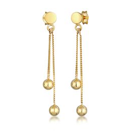 Elli Damen Paar Ohrh&auml;nger "Stecker Pl&auml;ttchen Kugel Kette Geo Style 925 Silber", onesize, ohne Stein, Silber 925 (Sterlingsilber), gold, Silber 925
