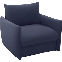 Sessel DOMO collection, B:105cm H:95cm T:100cm, blau, 95% Polyester, 5% Nylon, Wohnzimmer, Sessel, "700023 wandelbar zum Loungesessel, Relaxliege und
