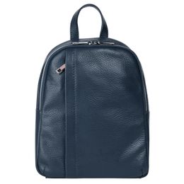 Samantha Look Damen Cityrucksack, blau, Leder, Rindsleder, Rucksäcke, Echt Leder, Made in Italy