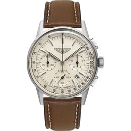 BAUHAUS Damen Chronograph "G38", braun, Armbanduhren, Quarzuhr, Armbanduhr, Herrenuhr, Made in Germany, Lederarmband, analog