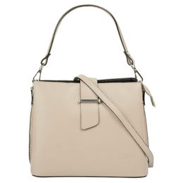 CLUTY Damen Henkeltasche, beige, Leder, leicht glänzend, unifarben, Taschen, echt Leder, Made in Italy