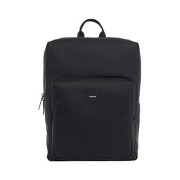 Calvin Klein Cityrucksack "CK ESSENTIAL SQUARED BP RUB", schwarz, Lederimitat, Polyester, Basic, Rucksäcke, Freizeitrucksack, Freizeit-Bag mit