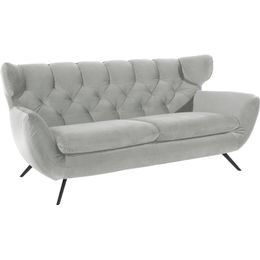 2,5-Sitzer 3C CANDY, B:200cm H:94cm T:95cm, silber, Samt-Optik (100% Polyester), Sofas, "Beatrice, extravagantes Megasofa, bequem, Küchensofa", mit