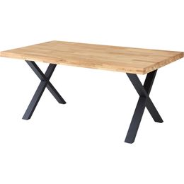 Esstisch Stolkom, H:76cm, braun, Garten, Tische, "Chris Esszimmertisch Eiche Massivholz, BxHxT 110x47x70 cm", Gerade Kante, Industrial Style Eiche