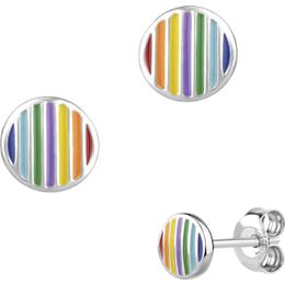 Firetti Damen Paar Ohrstecker "Schmuck Geschenk Silber 925 Ohrschmuck Ohrringe Regenbogen", 5,5mm, Silber 925 (Sterlingsilber), bunt, Silber 925