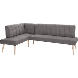 Eckbank, B:157cm H:92cm T:245cm, grau, exxpo - SOFA FASHION, Webvelour: 100% Polyester, Küche, Sitzbänke, "Costa, moderne Rückensteppung, bequem und