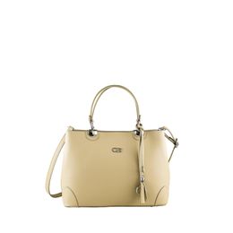 Damen Schultertasche "Mademoiselle", Collezione Alessandro, beige, Leder, Taschen, hochwertiges Rindsleder mit Quaste und Anh&auml;nger