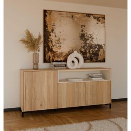 Sideboard FORTE, B:172,8cm H:78,3cm T:41,5cm, beige, Spanplatte, Wohnzimmer, Sideboards, "Galactique", Sideboard, Grifflos, Push To Open, Stauraum