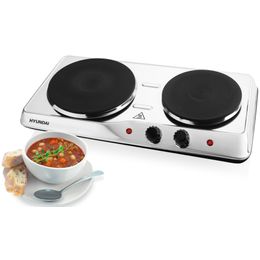 Hyundai Doppelkochplatte "EP310E", B:8cm H:47cm T:25cm, silber, Kochplatten, 2500W, 2 Gussplatten &Oslash; 18,5 cm/1500 W; 15,5 cm/1000 W, Thermostat