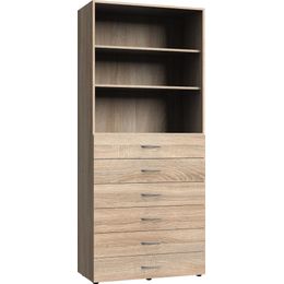 Standregal wimex, B:80cm H:185cm T:40cm, braun, Holzwerkstoff, Spanplatte, Wohnzimmer, Regale, "Multiraumkonzept", planbar und erweiterbar
