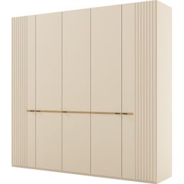 Drehtürenschrank Musterring, B:246,3cm H:216cm T:58cm, beige, Hartfaserplatte, Holzwerkstoff, Schränke, "Isabelle", Lamellen in Korpusfarbe, Griffe