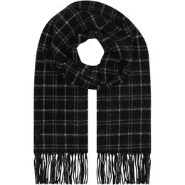 Calvin Klein Herren Schal "MINI CHECK WOOL SCARF", schwarz, kariert, Wolle, Modetücher, mit Logopatch