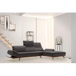 Ecksofa, B:313cm H:117cm T:212cm, braun, CREATION BY ROLF BENZ, Flachgewebe DONNA (76% Polyester 24% Polyacryl);Leder OSKAR - echtes Leder,