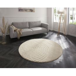 Teppich Hanse Home, H:22mm &Oslash;:160cm, beige, Polypropylen (PP), Wohnzimmer, Teppiche, "Fergus", Shaggy, Weich, Skandi, Flauschig, Wohnzimmer,