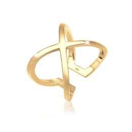 Elli Damen Fingerring "Kreuz verstellbar 925 Sterling Silber", Resizable, ohne Stein, Silber 925 (Sterlingsilber), 16mm, gold, Silber 925