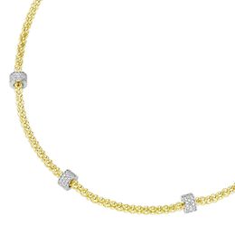 Smart Jewel Damen Collier "Himbeerkette, Rondelle mit Zirkonia Steinen, Silber 925", 45cm, Silber 925 (Sterlingsilber), gold, Silber 925