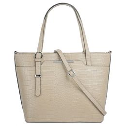 CLUTY Damen Henkeltasche, beige, Leder, Reptilienprägung, Taschen, echt Leder, Made in Italy