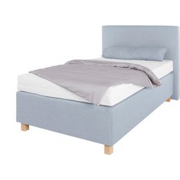 Boxspringbett, blau, Westfalia Schlafkomfort, Komplettbetten, mit Zierkissen