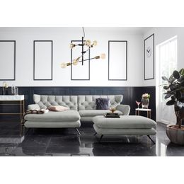 Ecksofa 3C CANDY, B:300cm H:94cm T:175cm, silber, Samt-Optik (100% Polyester), Sofas, "Beatrice Designsofa in moderner Retrooptik, bequem und