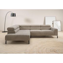 Ecksofa Places of Style, B:276cm H:71cm T:219cm, grau, 95% Polyester, 5% Nylon, Wohnzimmer, Sofas, "Antonelli, L-Form, inkl. Kopfteilverstellung,