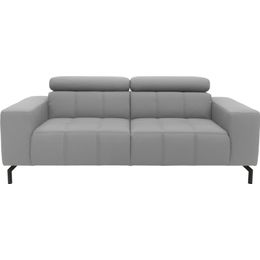 2-Sitzer DOMO collection, B:208cm H:79cm T:104cm, grau, Echtleder, Sofas, "Cunelli zeitlos und elegant, moderne Sitznähte als Designelement",